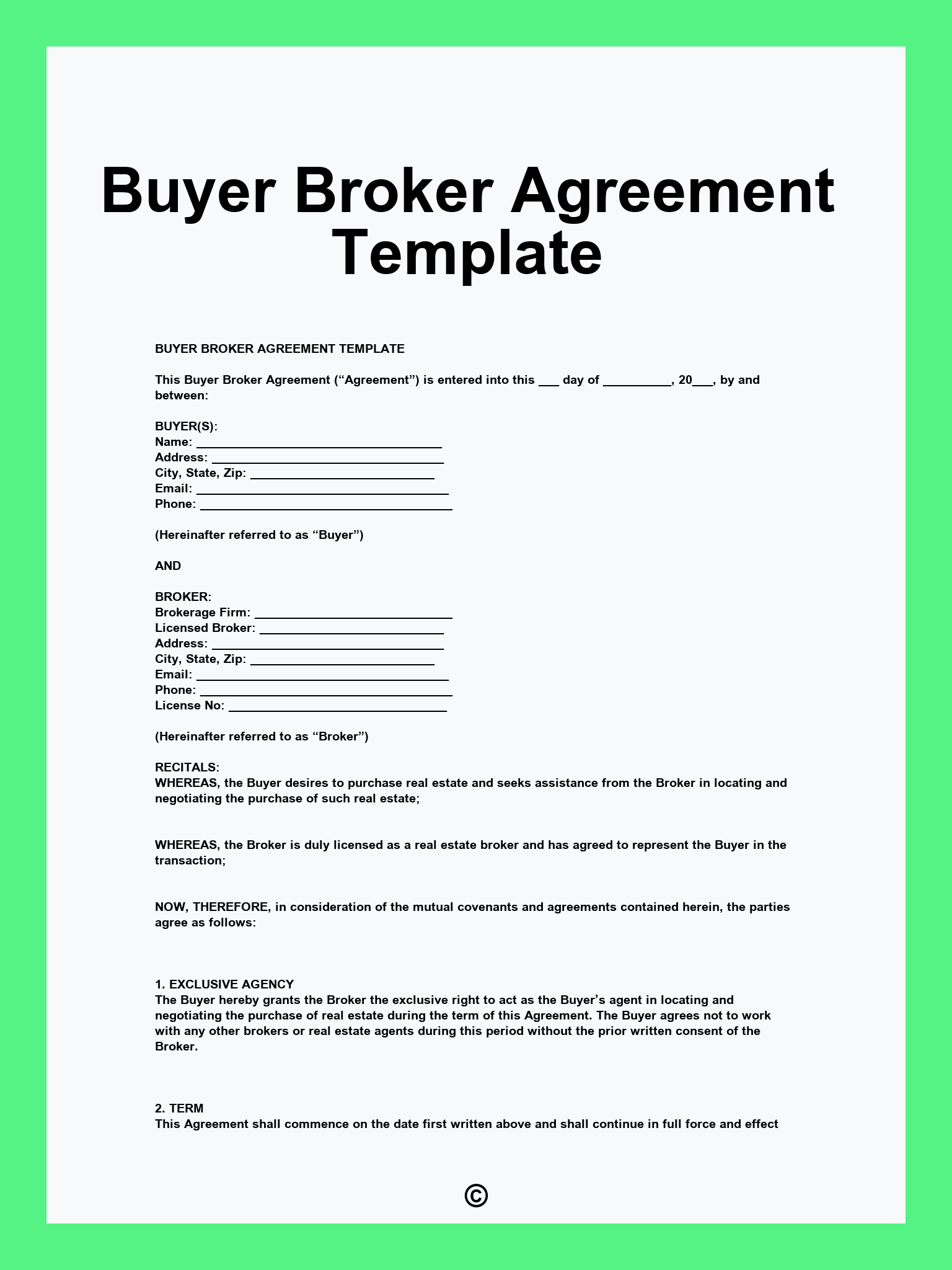 Broker Agreement Template